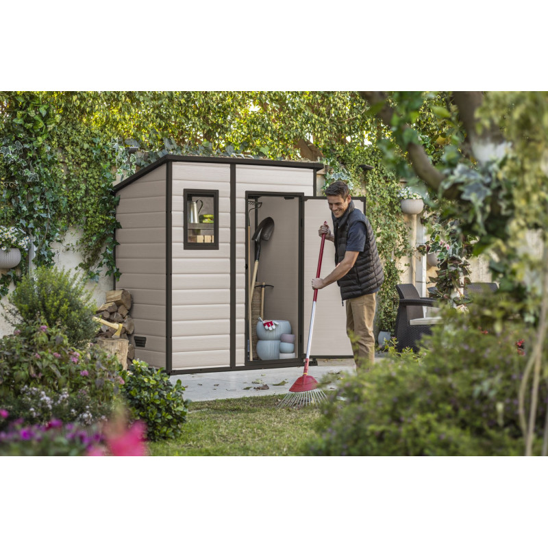 KETER MANOR PENT 6 x 4 Abri de jardin, 183,5 x 111 x 200,5 cm, beige ...